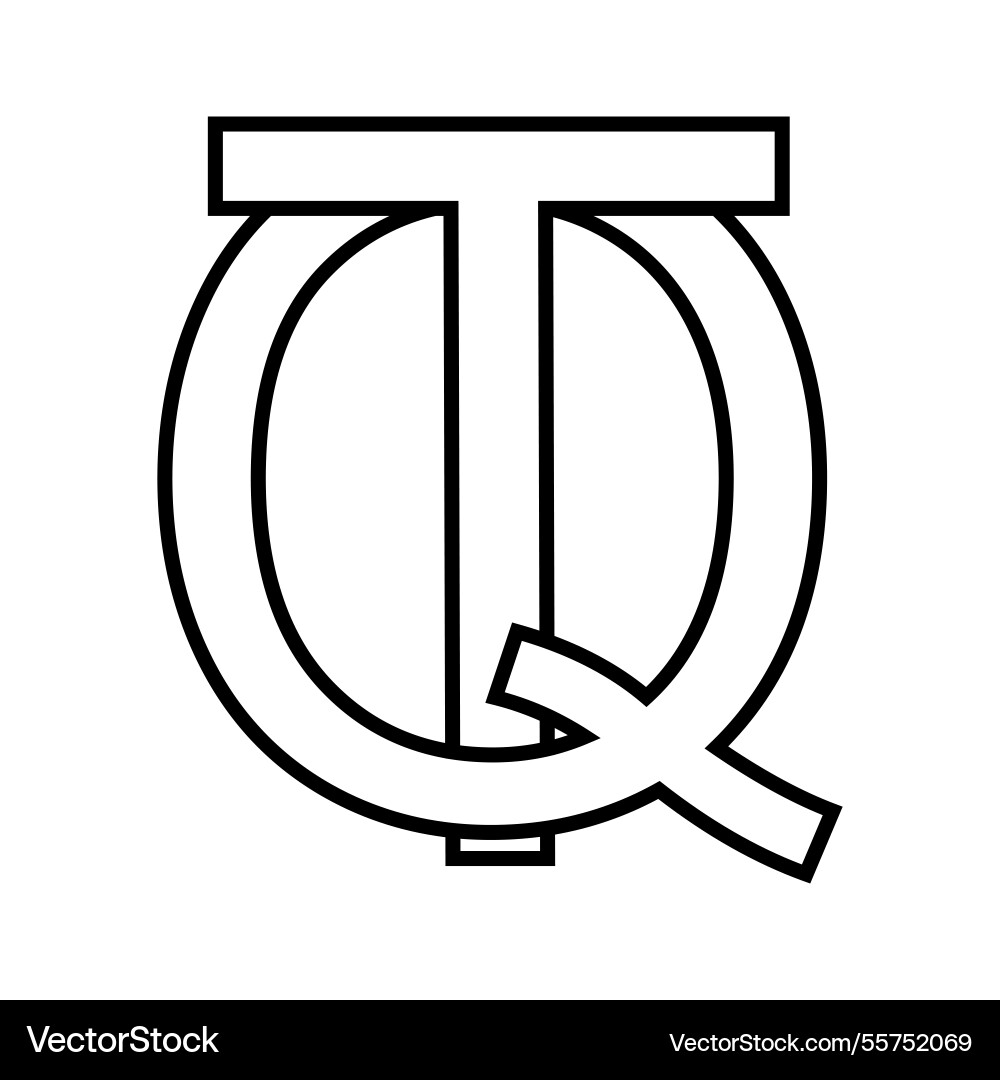 Logo sign tq qt icon double letters logotype t q Vector Image