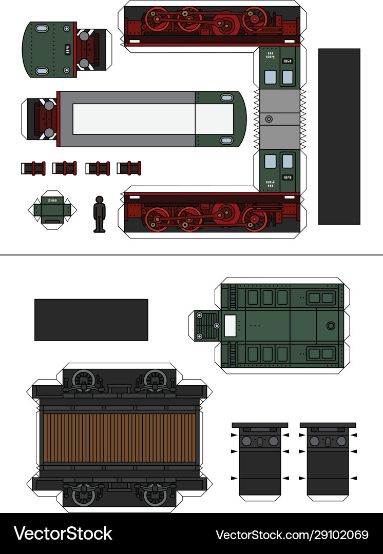 Paper model a historical diesel train Royalty Free Vector