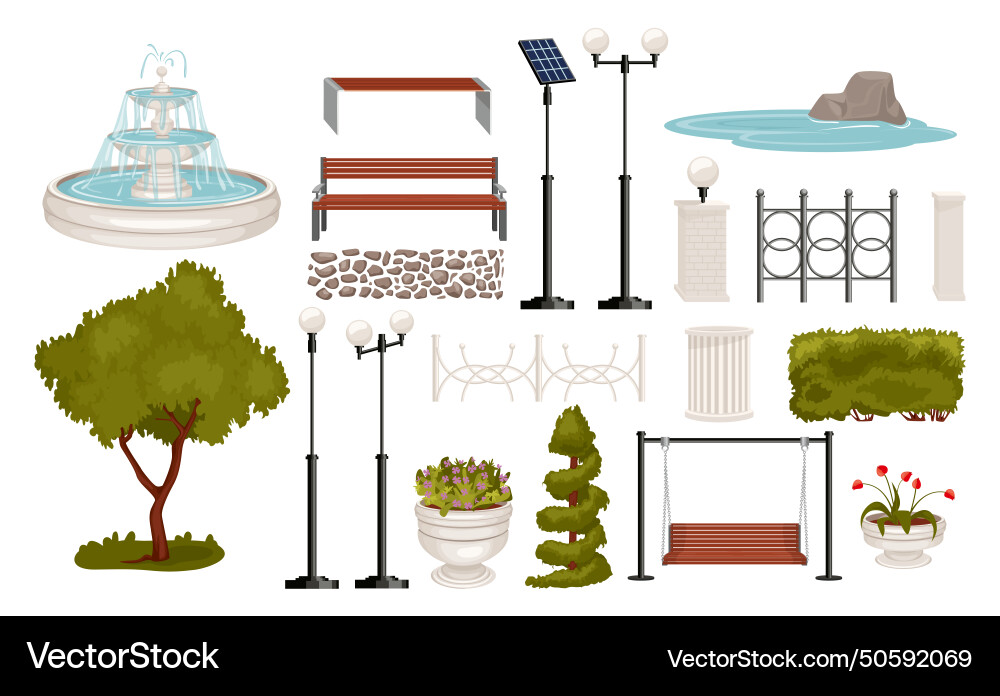 Park architecture elements set Royalty Free Vector Image
