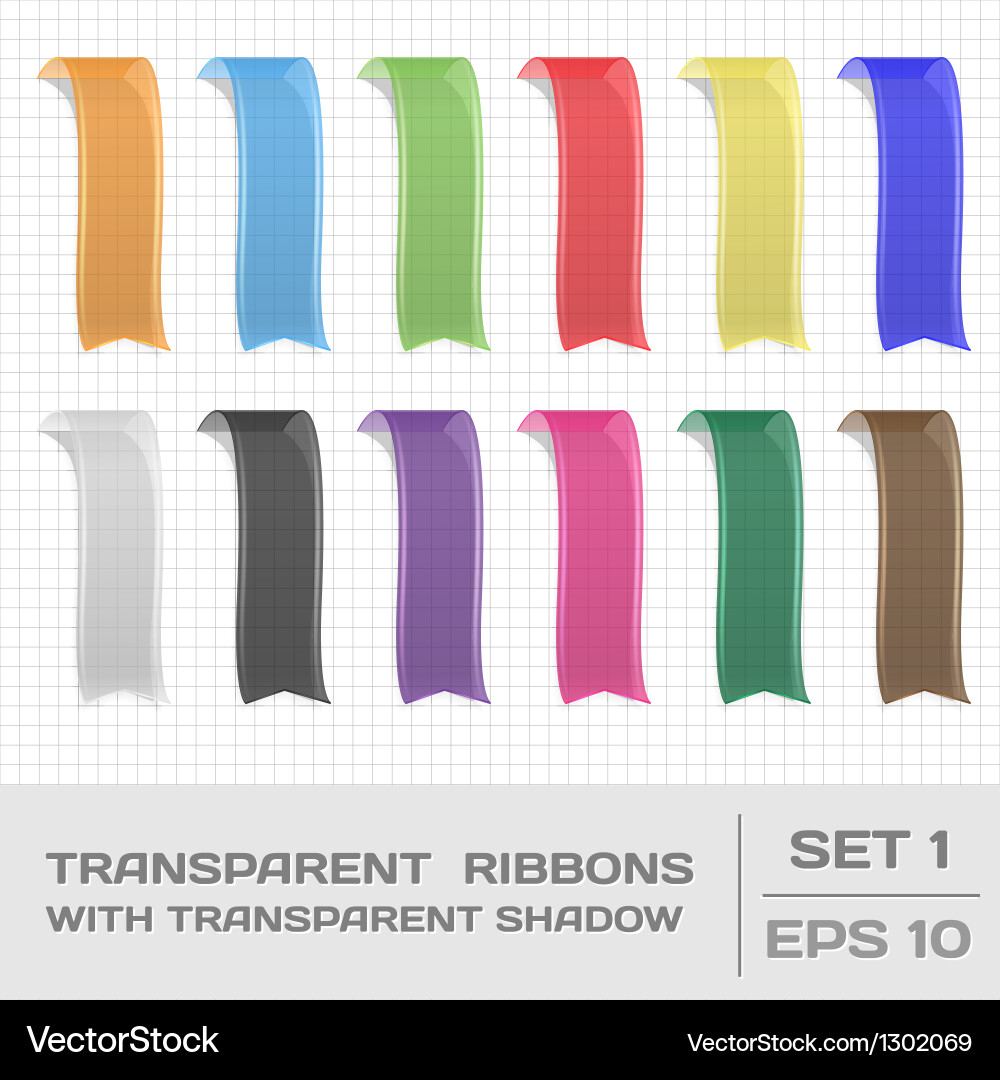 Transparent ribbons set 1 tags bookmarks Vector Image