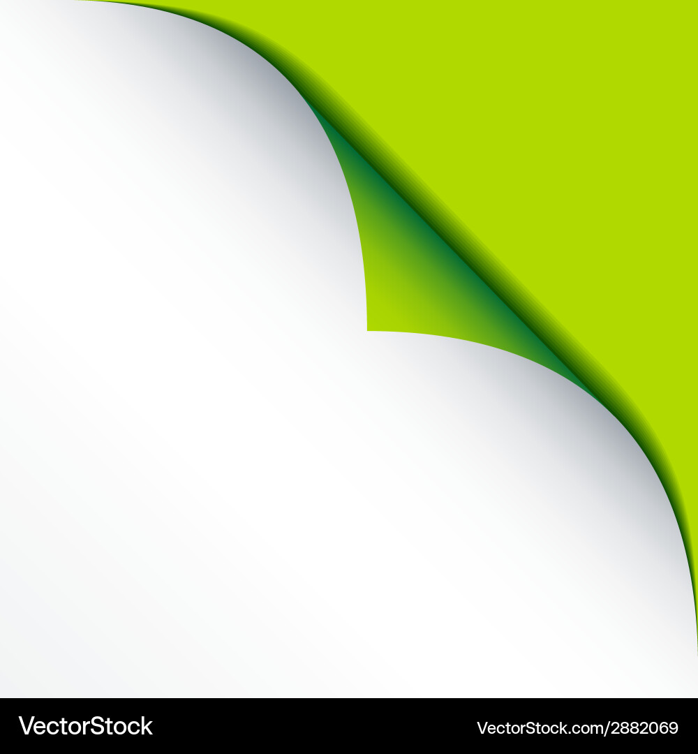 White bended paper with green background Vector Image