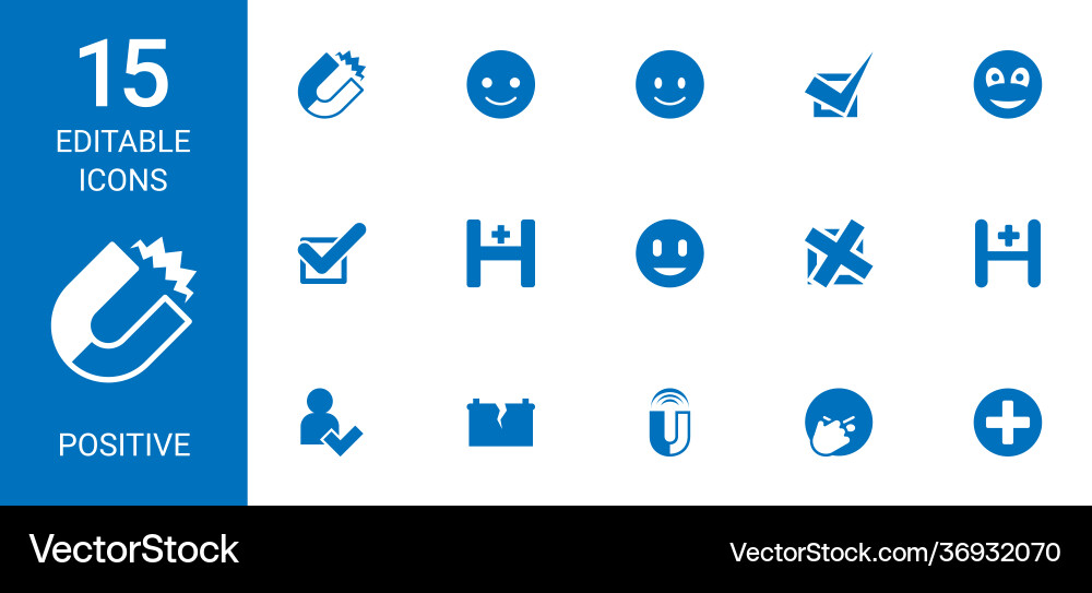 15 positive icons Royalty Free Vector Image - VectorStock