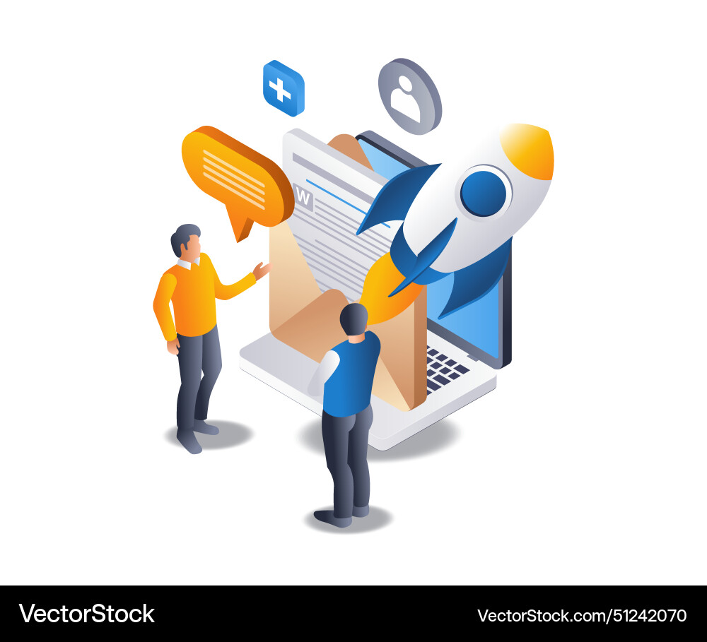 Business startup team launching new product Vector Image