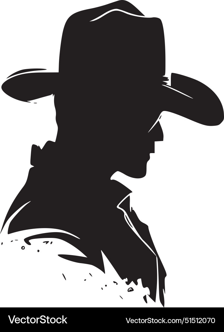 Cowboy - black and white Royalty Free Vector Image