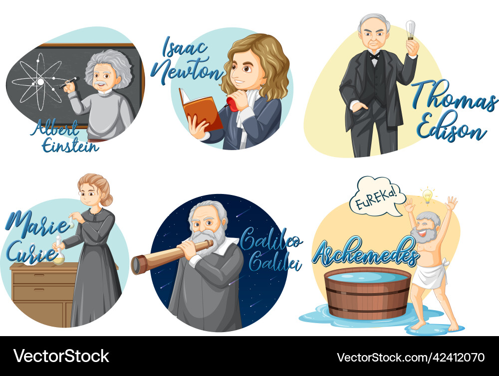Famous Scientists Collection Royalty Free Vector Image