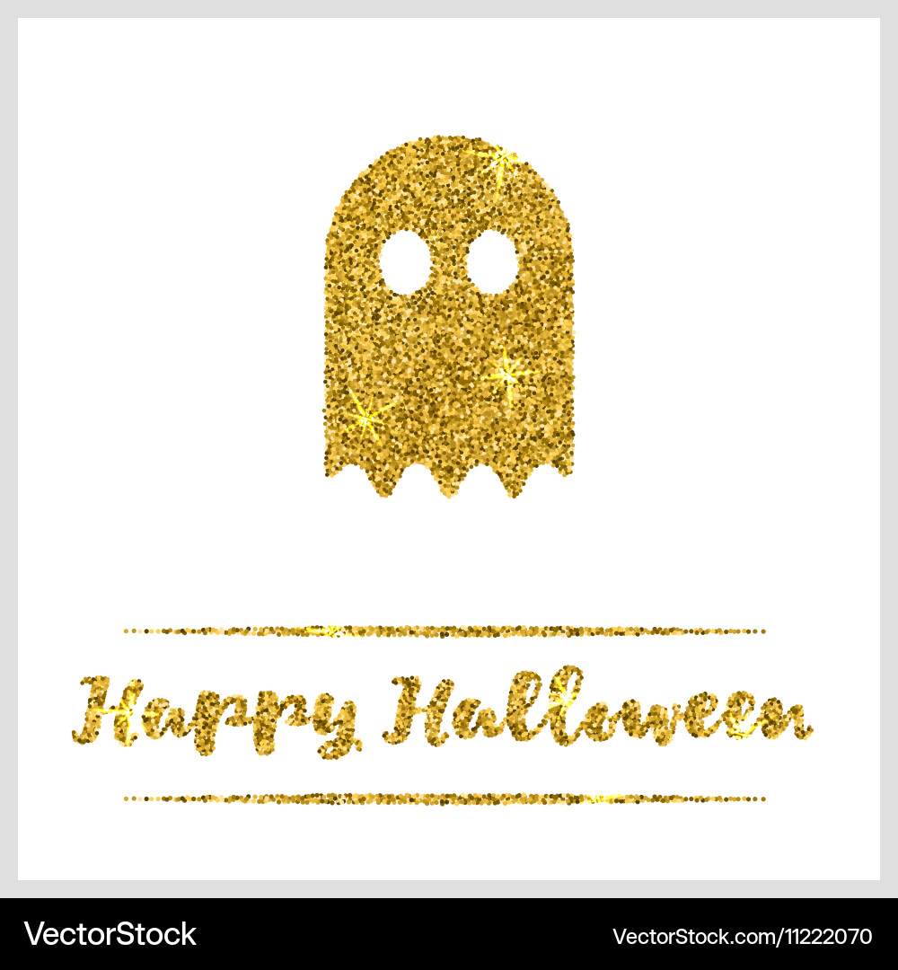 Halloween gold textured ghost icon Royalty Free Vector Image