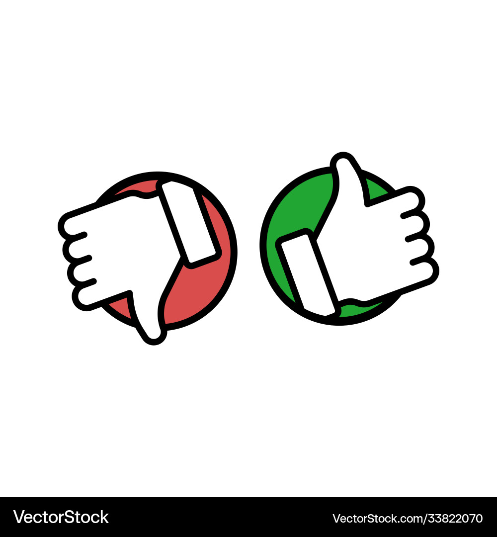 Like and unlike dislike symbol yes Royalty Free Vector Image