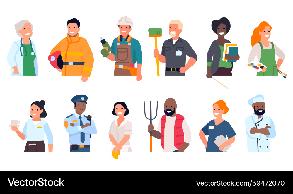 Menschen verschiedener Berufe Cartoon Arbeiter Vektorbild