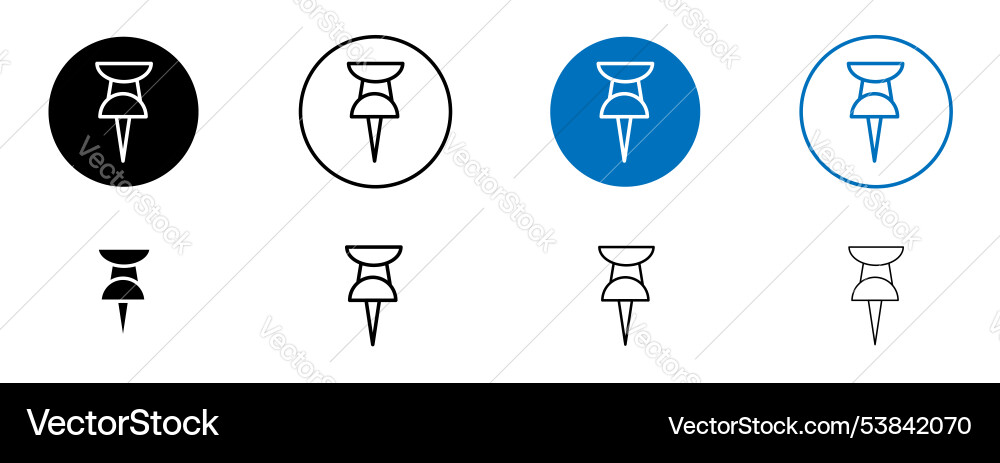 Push Pin Icon Set - Office & Bulletin Vector Image