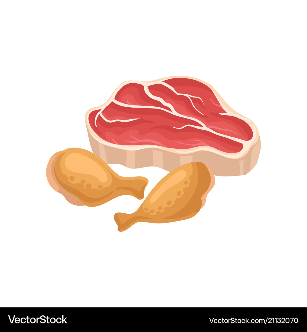 Raw Beef and Chicken Legs Royalty Free Vector Image