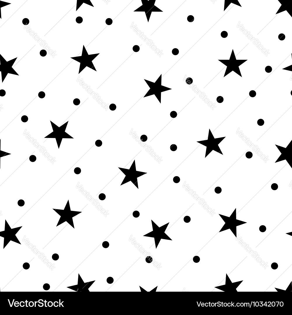 Star polka dots seamless pattern print black Vector Image