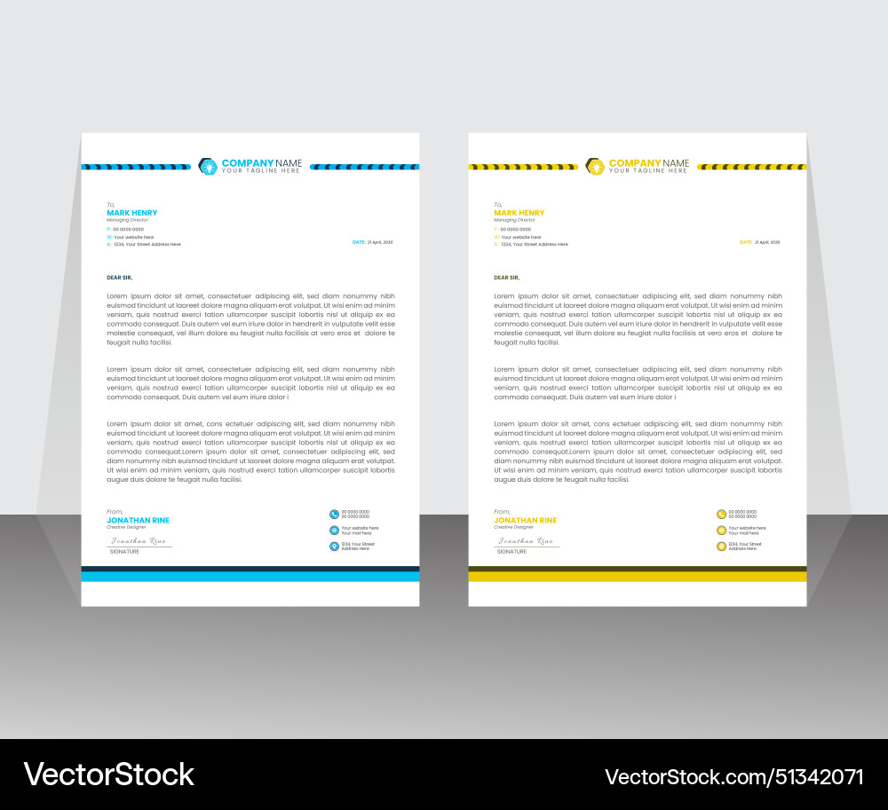 A unique letterhead design template Royalty Free Vector
