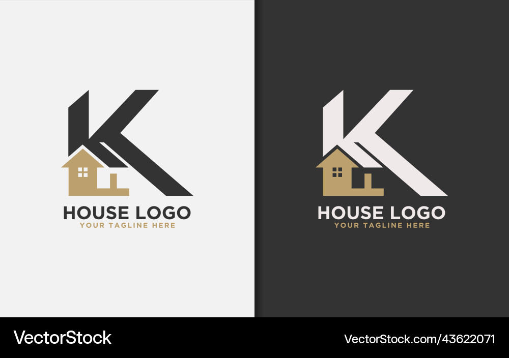Abstract initial letter k and house combination Vector Image