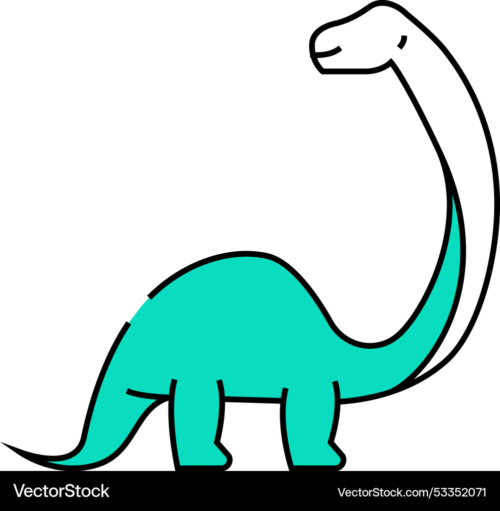 Brontosaurus dinosaur animal icon color Royalty Free Vector