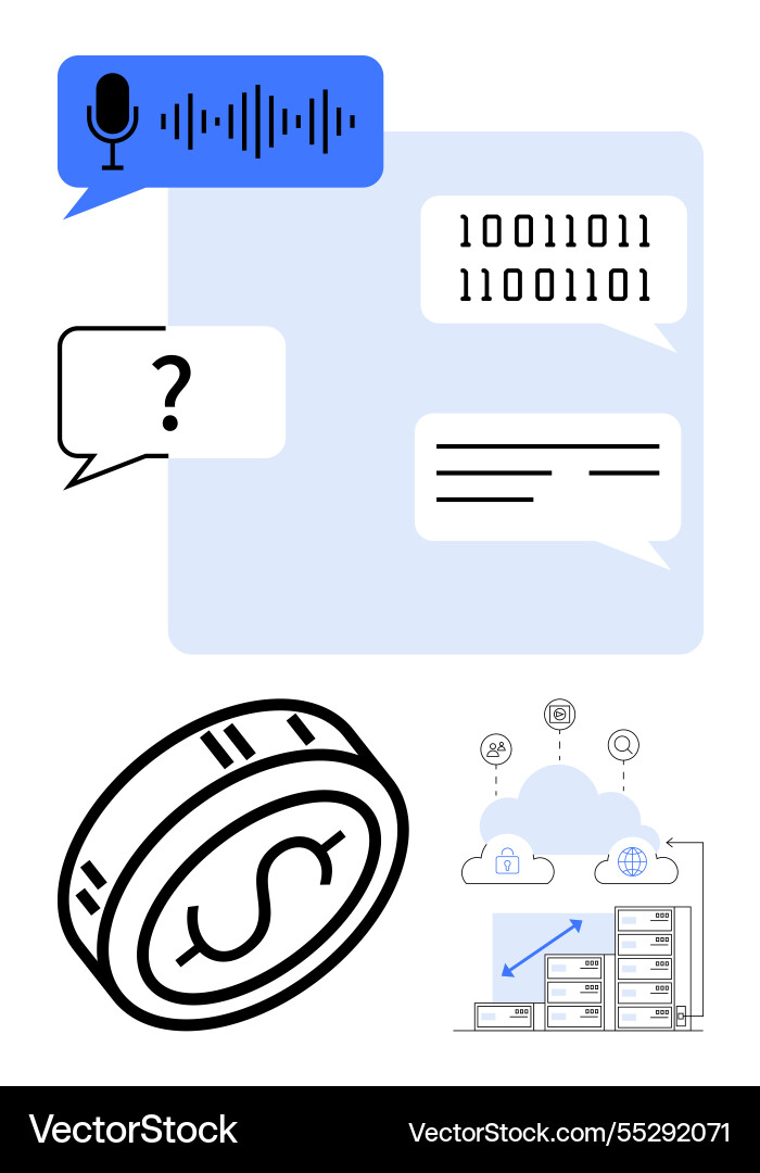 Digital communication elements including voice Vector Image