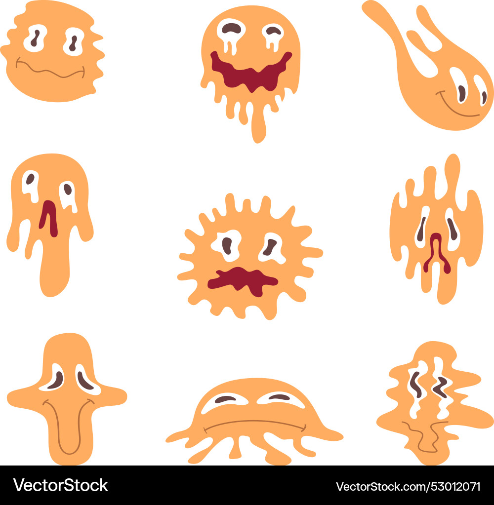 Distorted smiles funny emoticons falling Vector Image