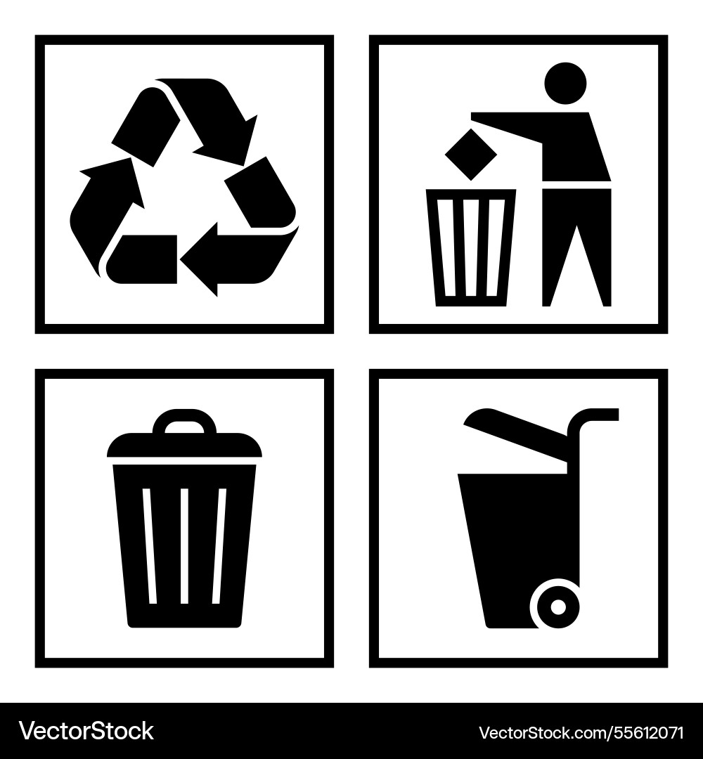 Recycling Bin & Waste Management Icons Vector Image