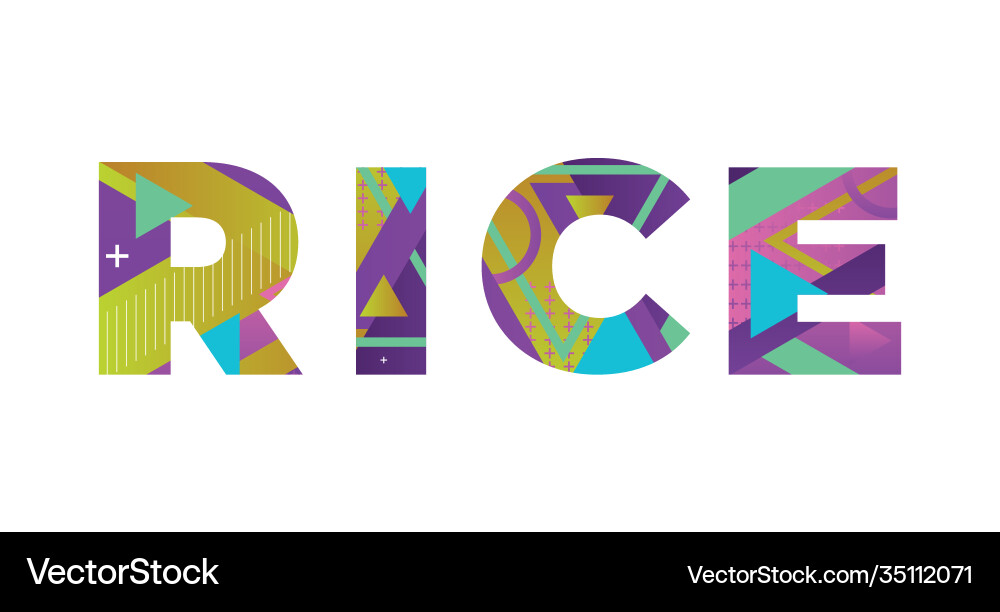 Rice concept retro colorful word art Royalty Free Vector