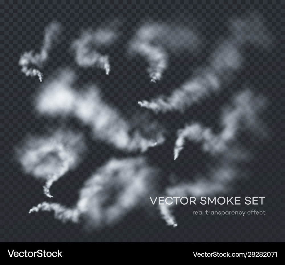 Smoke a set different realistic Royalty Free Vector Image
