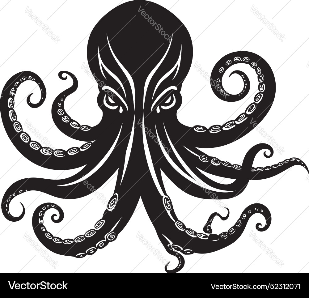 Squid sovereign iconic emblem cerulean cephalopod Vector Image