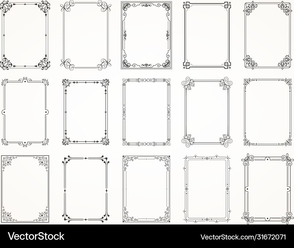 Vintage calligraphic frames ornate calligraph Vector Image