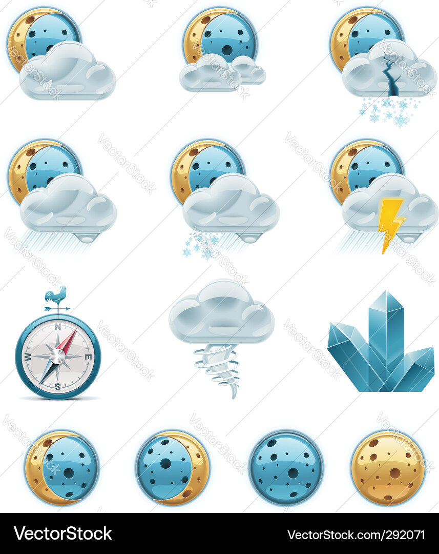 Weather forecast icons night Royalty Free Vector Image