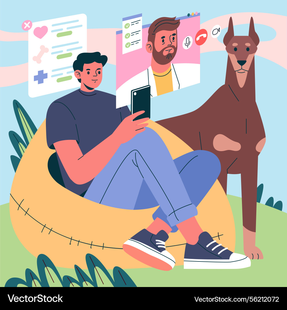 Ai vet consultant flat Royalty Free Vector Image