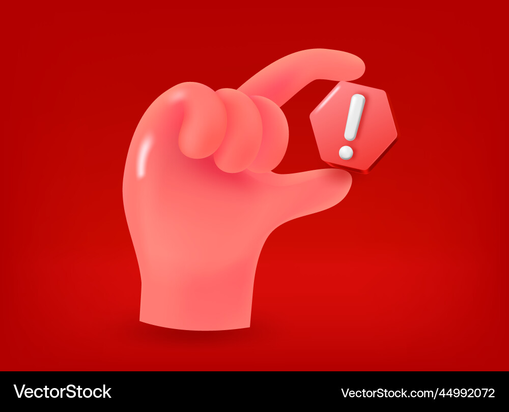 Comic style human hand with stop sign 3d Vector Image