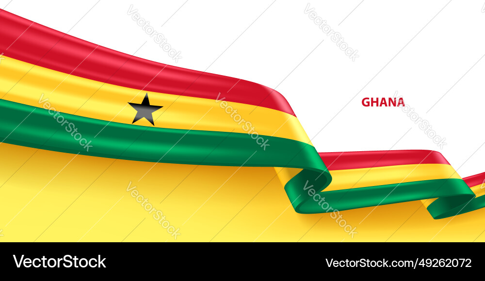 Ghana 3d ribbon flag Royalty Free Vector Image