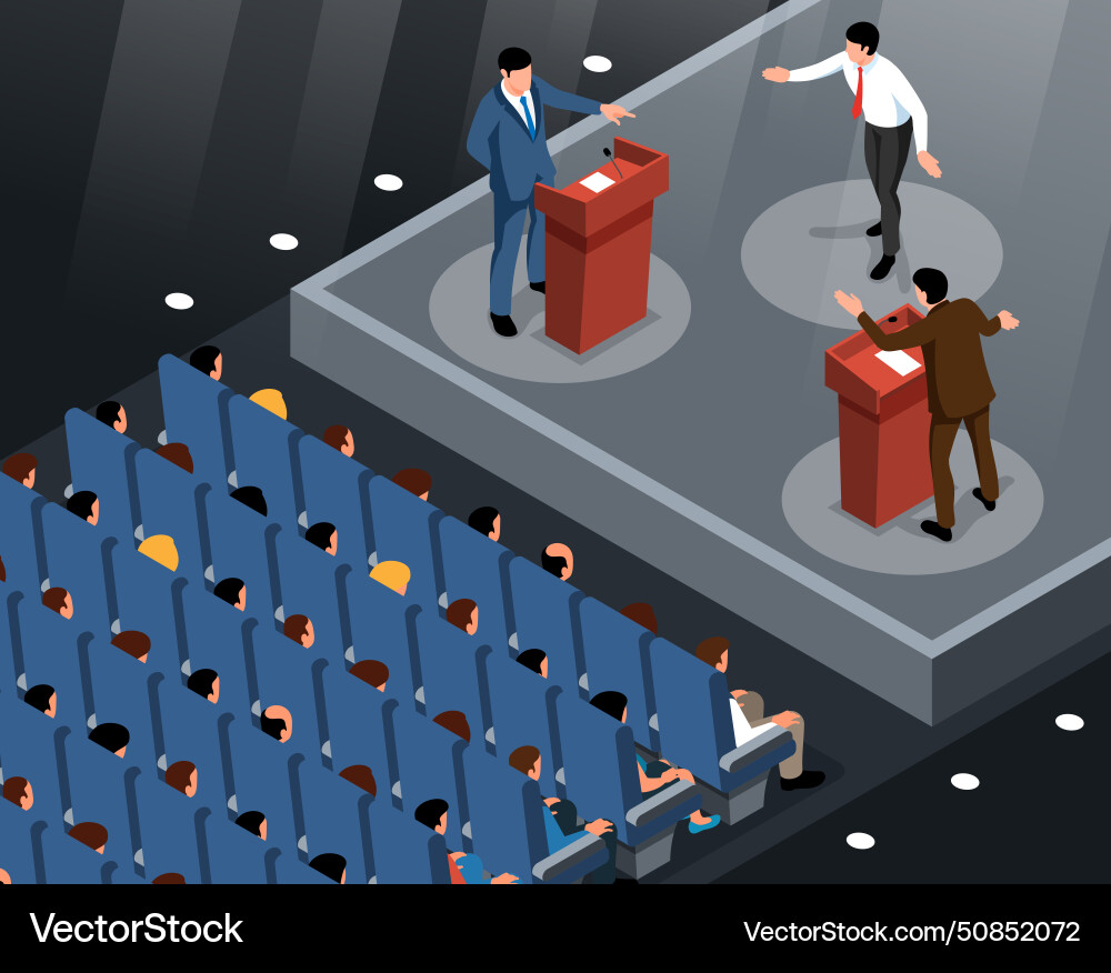 Isometric debate Royalty Free Vector Image - VectorStock