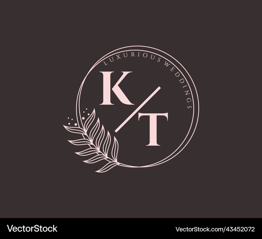 Kt initials letter wedding monogram logos Vector Image
