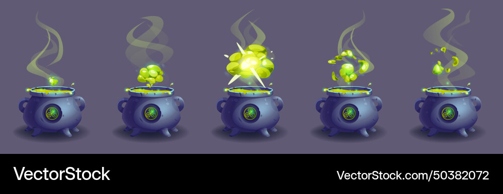 Magic witch cauldron halloween game animation Vector Image
