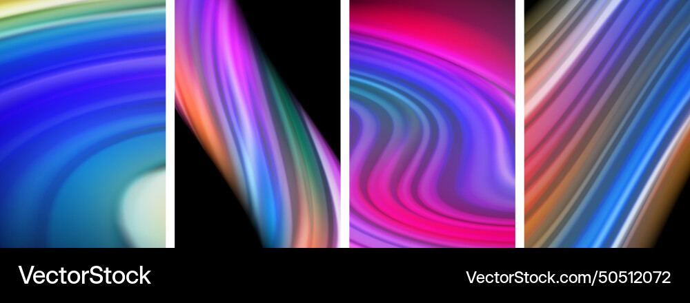 Rainbow color liquid wave lines poster set Vector Image