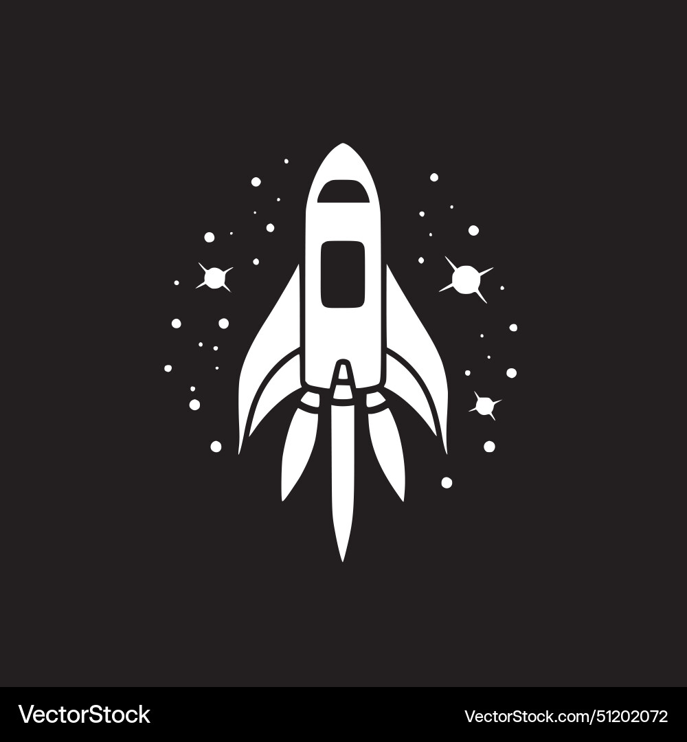 Rocket - black and white Royalty Free Vector Image