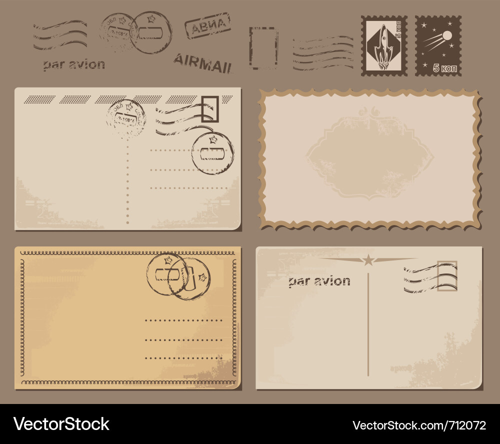 Vintage Postcards Collection Royalty Free Vector Image