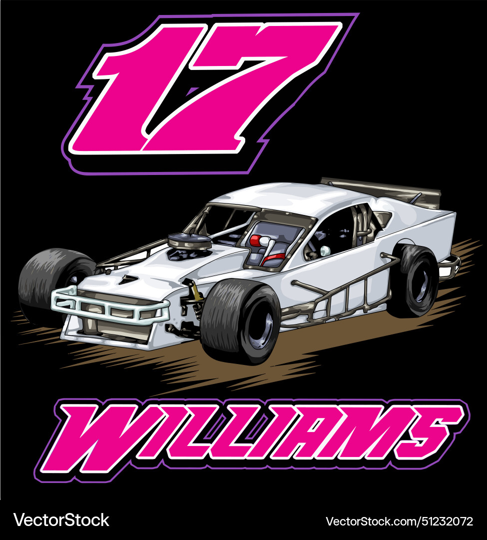 White drag racing car with pink strip Royalty Free Vector