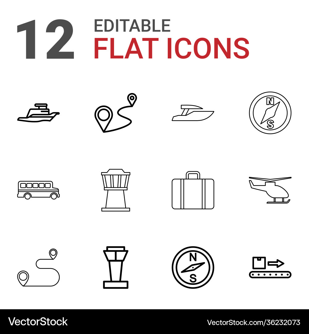 12 trip icons Royalty Free Vector Image - VectorStock