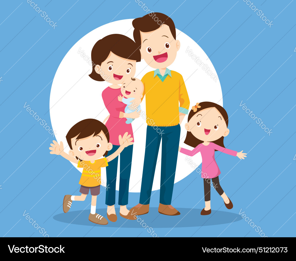 Big happy multi-generational family siblings Vector Image
