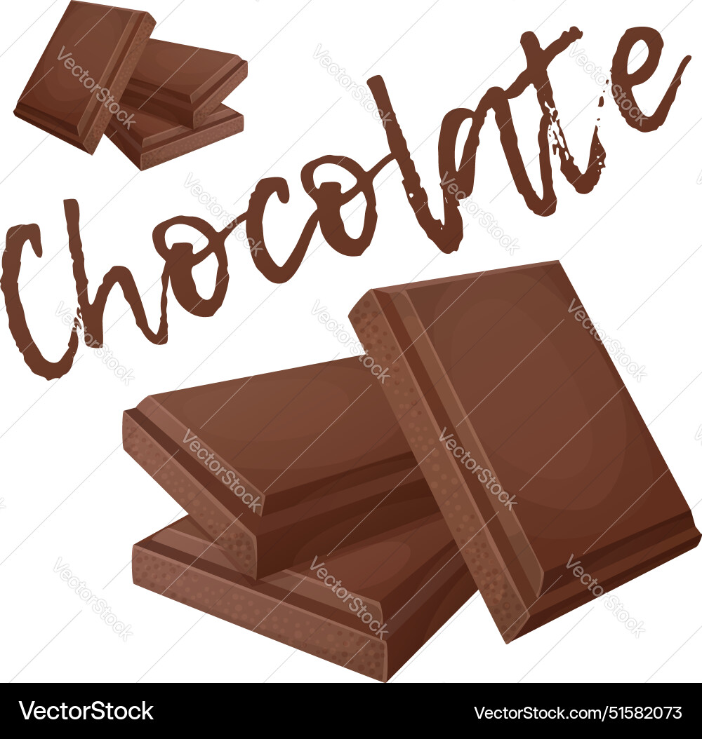 Chocolate pieces icon isolated on white Royalty Free Vector