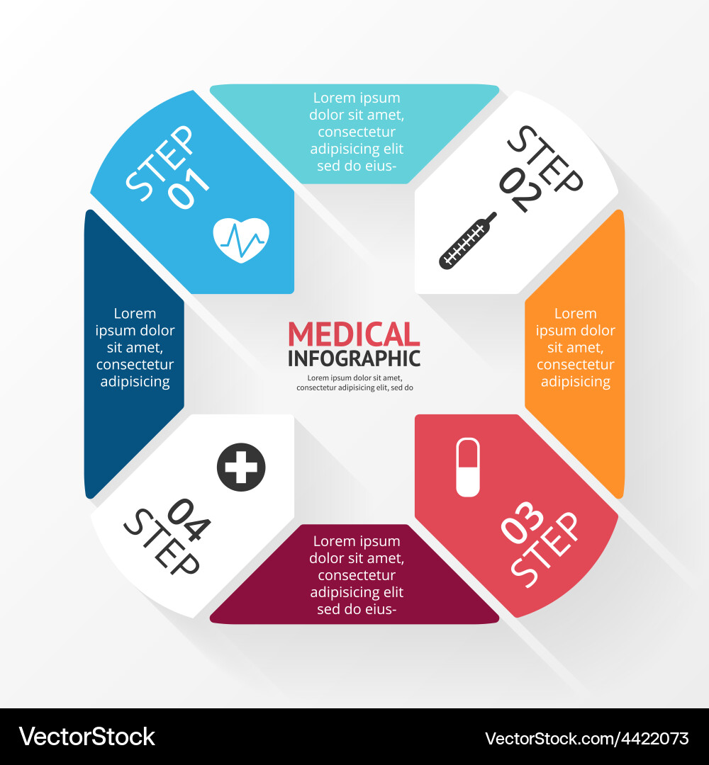 Circle plus sign infographic template Royalty Free Vector