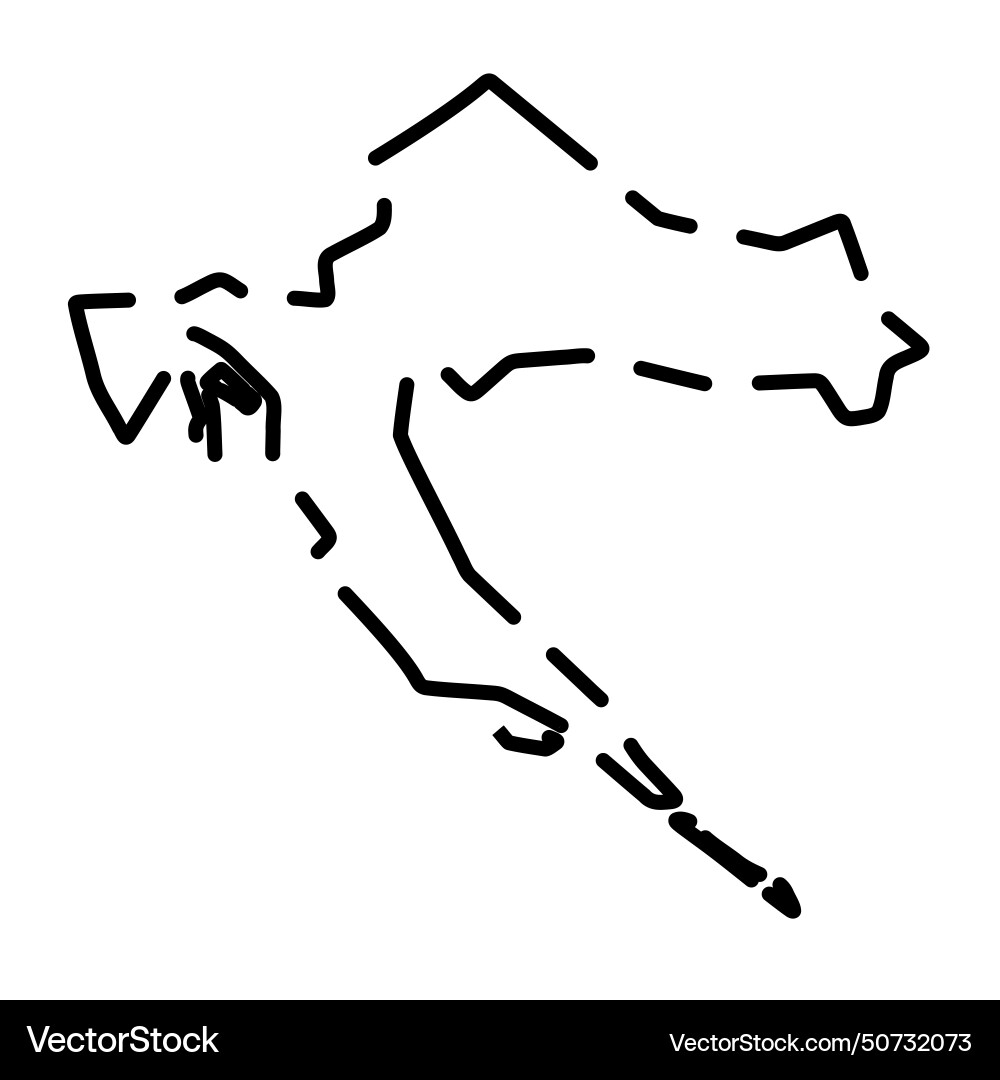 Croatia simplified broken outline map Royalty Free Vector