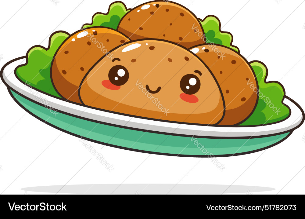 Cute falafel cartoon with in isolated layer Vector Image