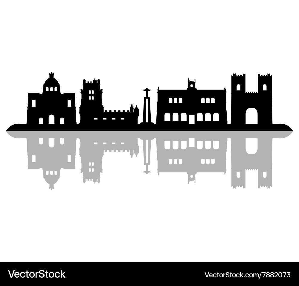 Lisbon Skyline Silhouette Royalty Free Vector Image