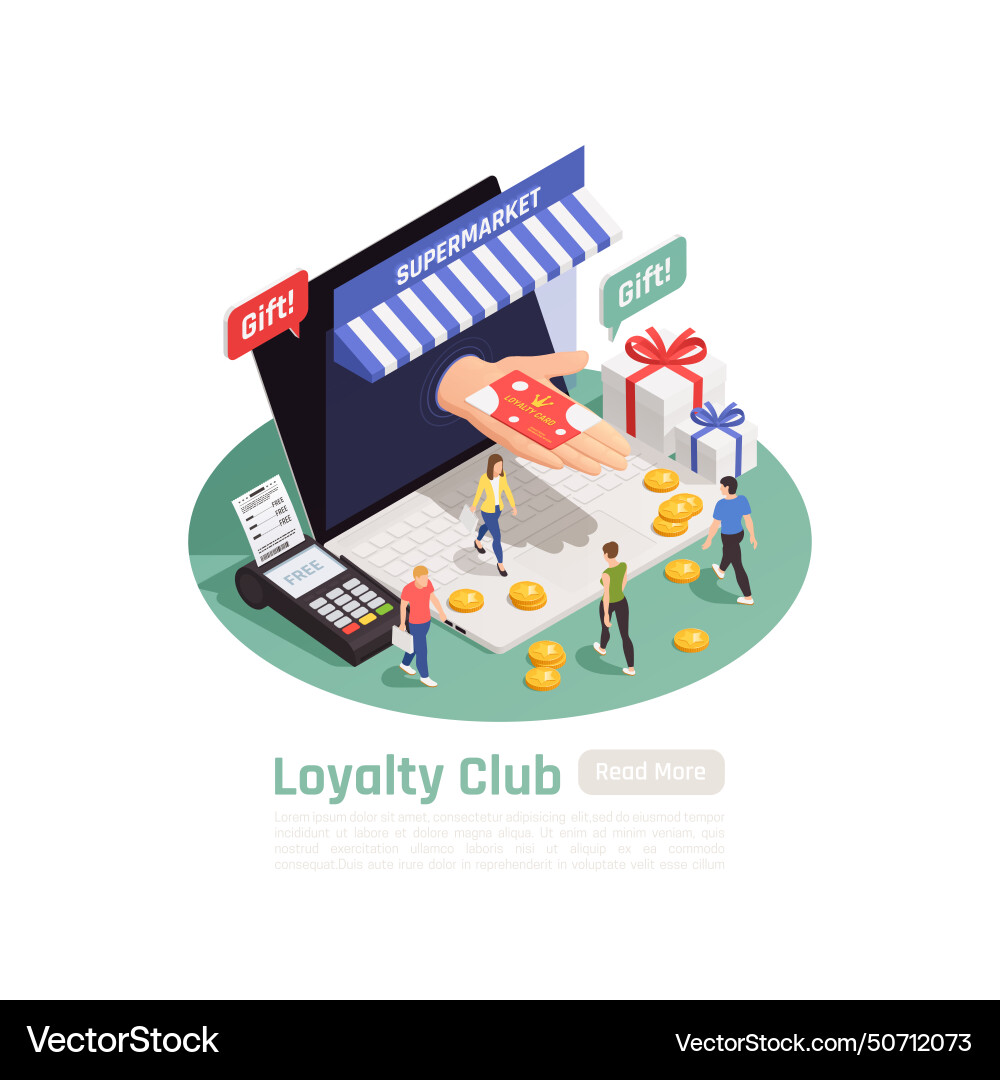 Loyalty system isometric background Royalty Free Vector