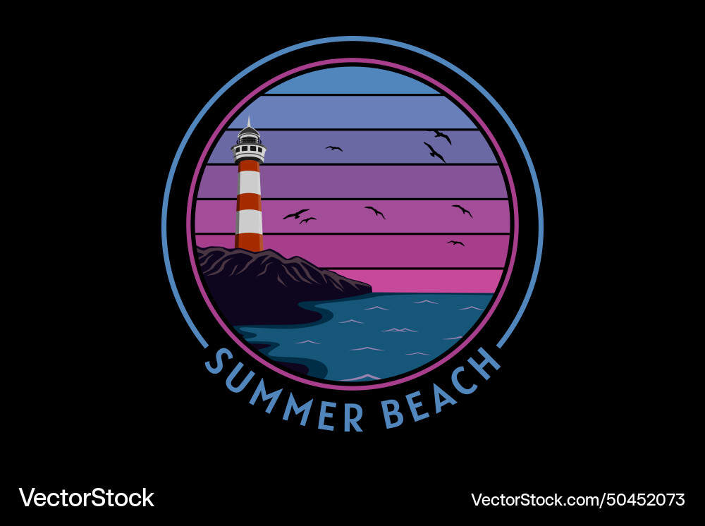 Summer beach retro vintage design landscape Vector Image