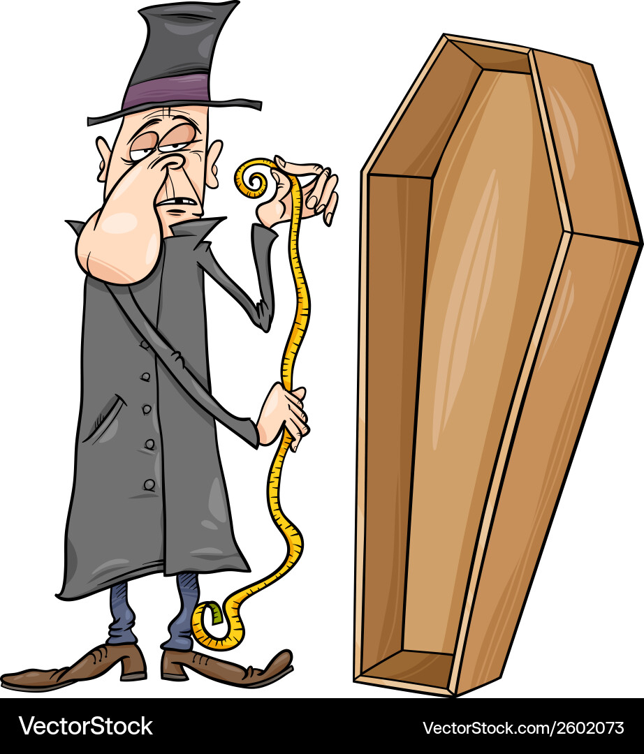 Undertaker with coffin cartoon Royalty Free Vector Image