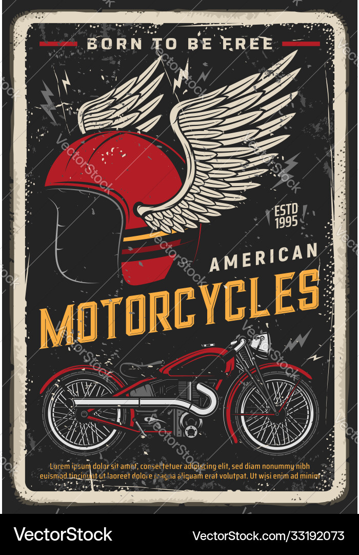 Vintage Motorcycle Poster - Biker Racing Vector Image