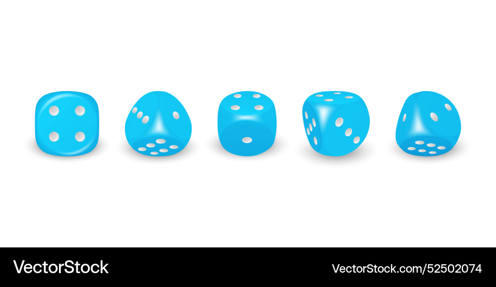 3d realistic blue game dice with black dots icon Vector Image