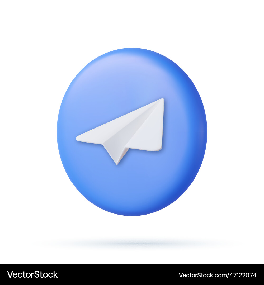 3d telegram app icon symbols Royalty Free Vector Image