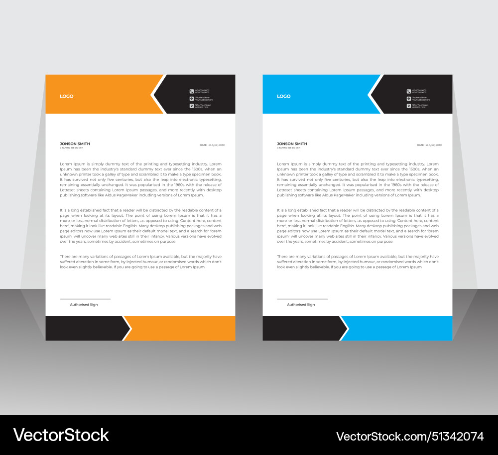 A unique letterhead design template – Royalty-Free Vector | VectorStock